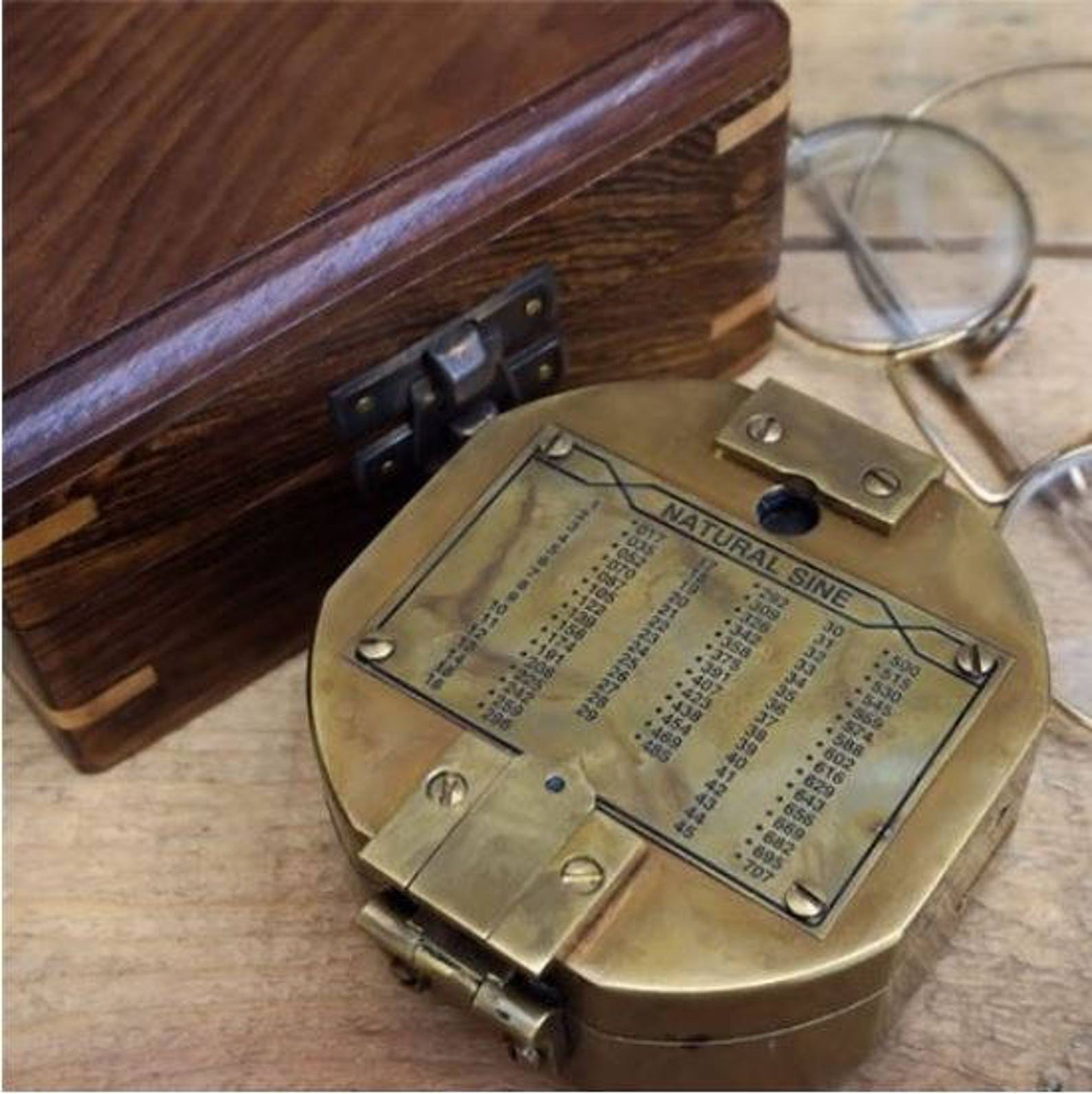 Antiqued Brass Military Compass With Engraved Box - Etsy