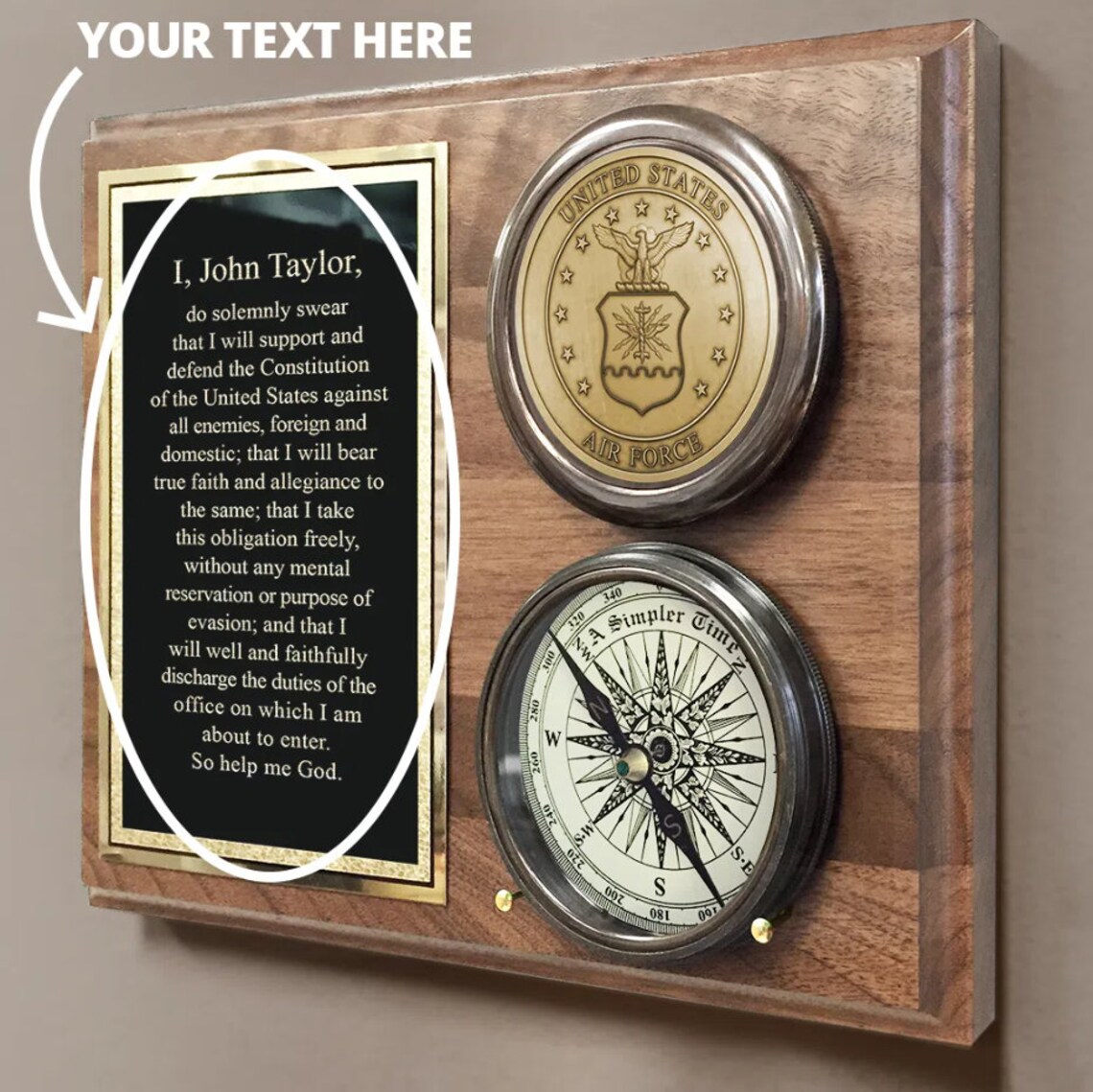 Personalized Brass U.S. Air Force Compass on Plaque - Etsy