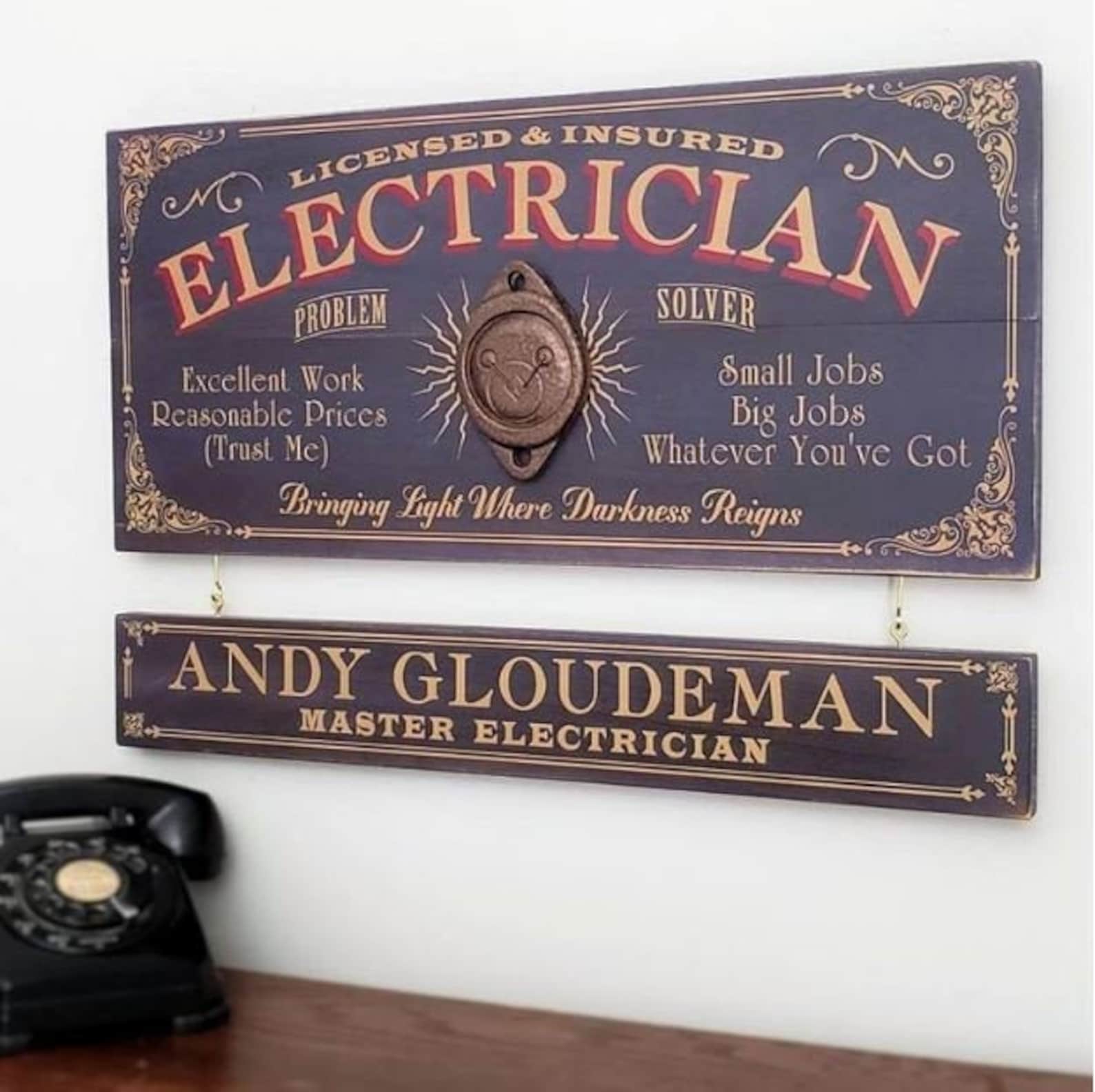 Electrician Wood Sign With Optional Personalization >>> Order by 12/14 ...