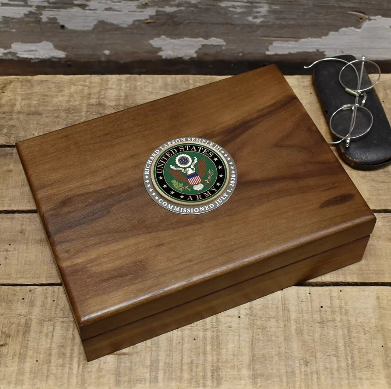 Personalized U.S. Army Walnut Keepsake Box With Colored - Etsy