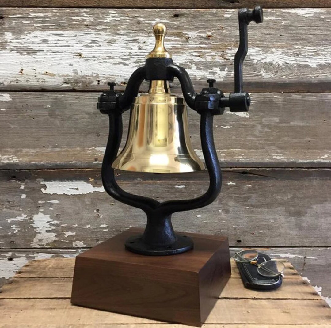 Deluxe Engraved Medium Polished Railroad Bell With Wood Base - Etsy