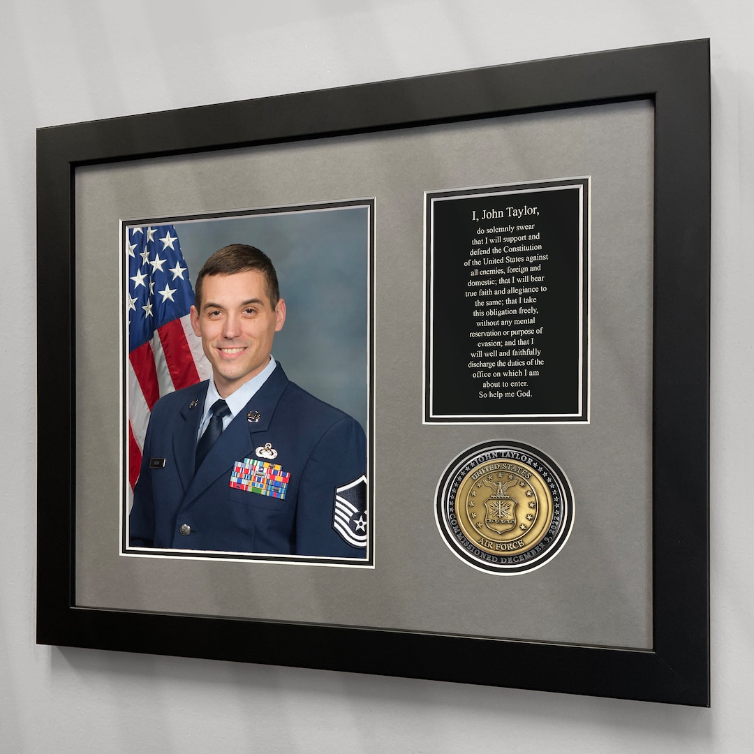 Framed Air Force Portrait With Personalized Plaque and Raised Medallion ...