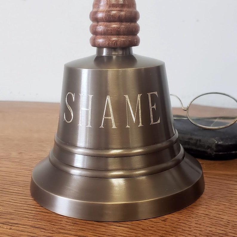 Antiqued Brass Shame Hand Bell - Etsy