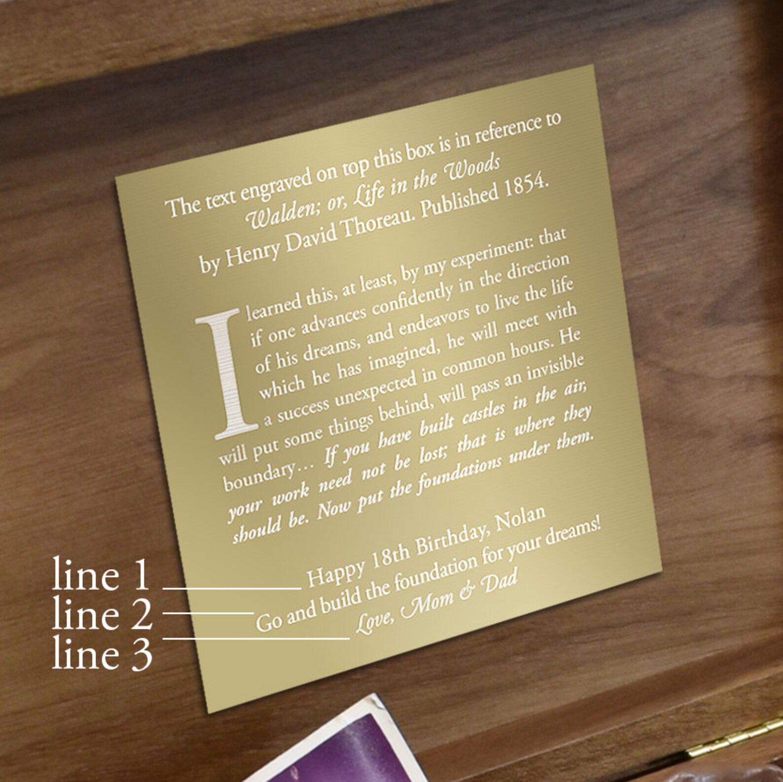 Thoreau Deluxe Keepsake Box With Personalized Inside Engraving - Etsy