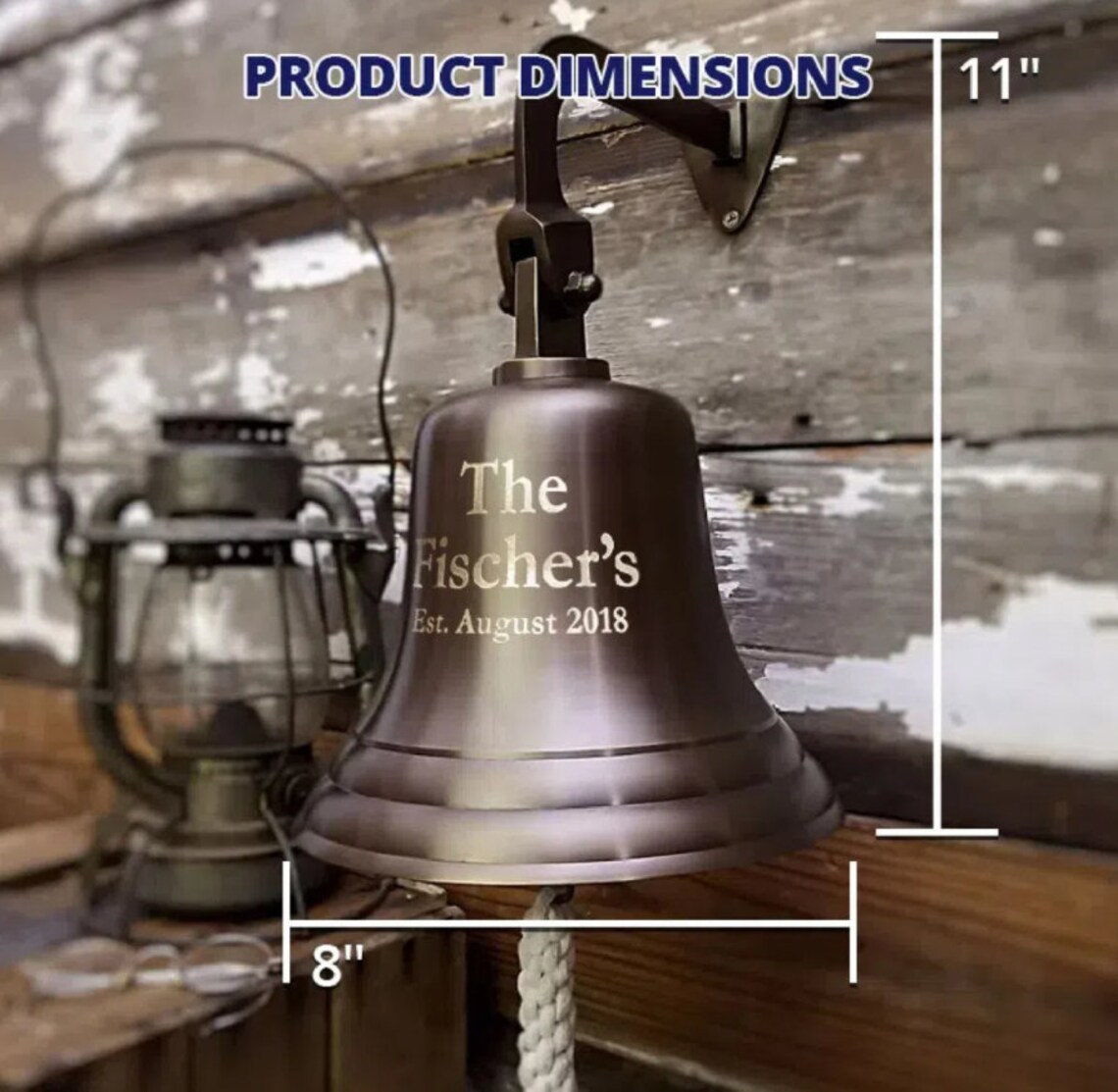 8 Inch Antiqued Brass Ship Bell - 8 Pounds - Etsy