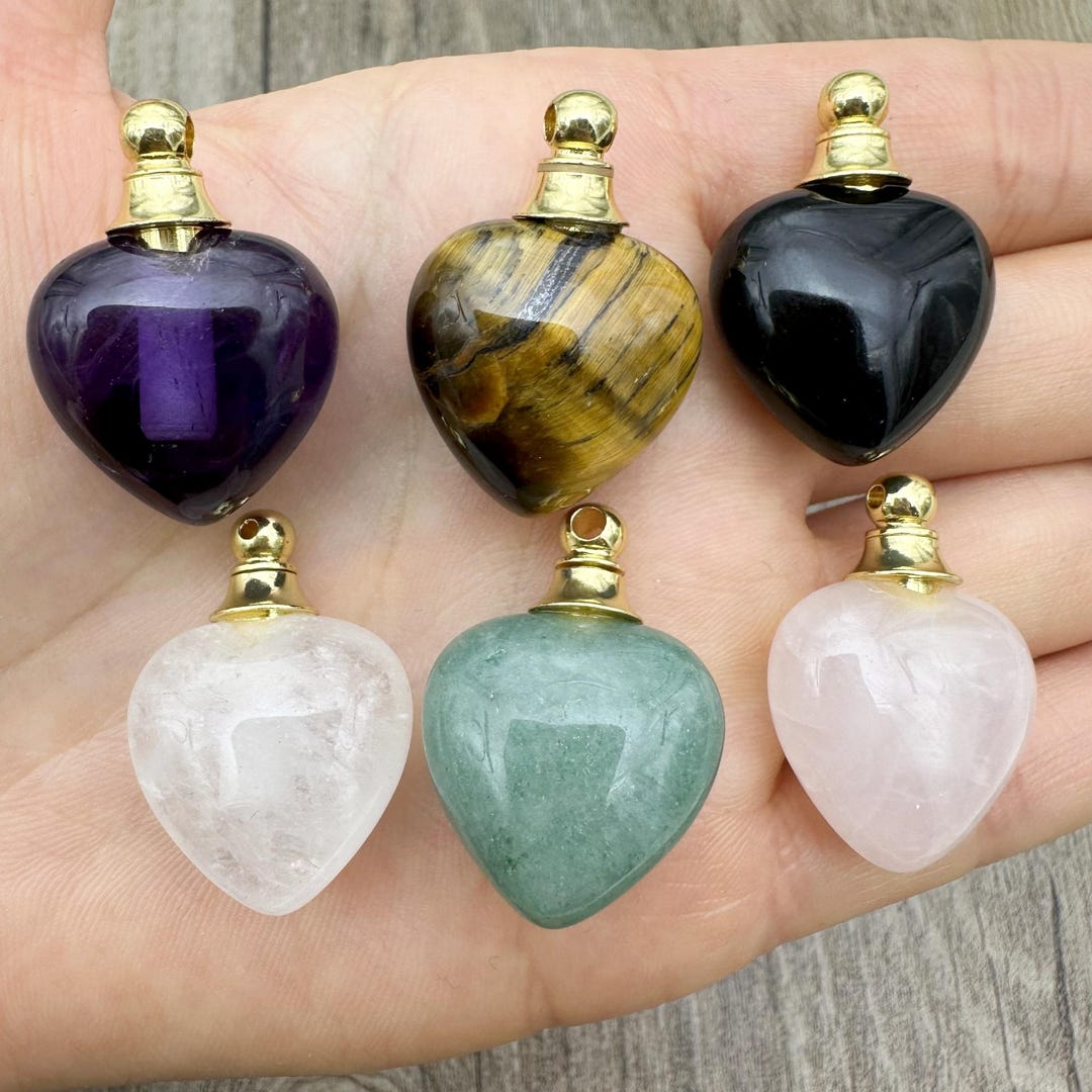 Heart Shape Crystal Perfume Bottle Pendants,natural Essential Oil ...