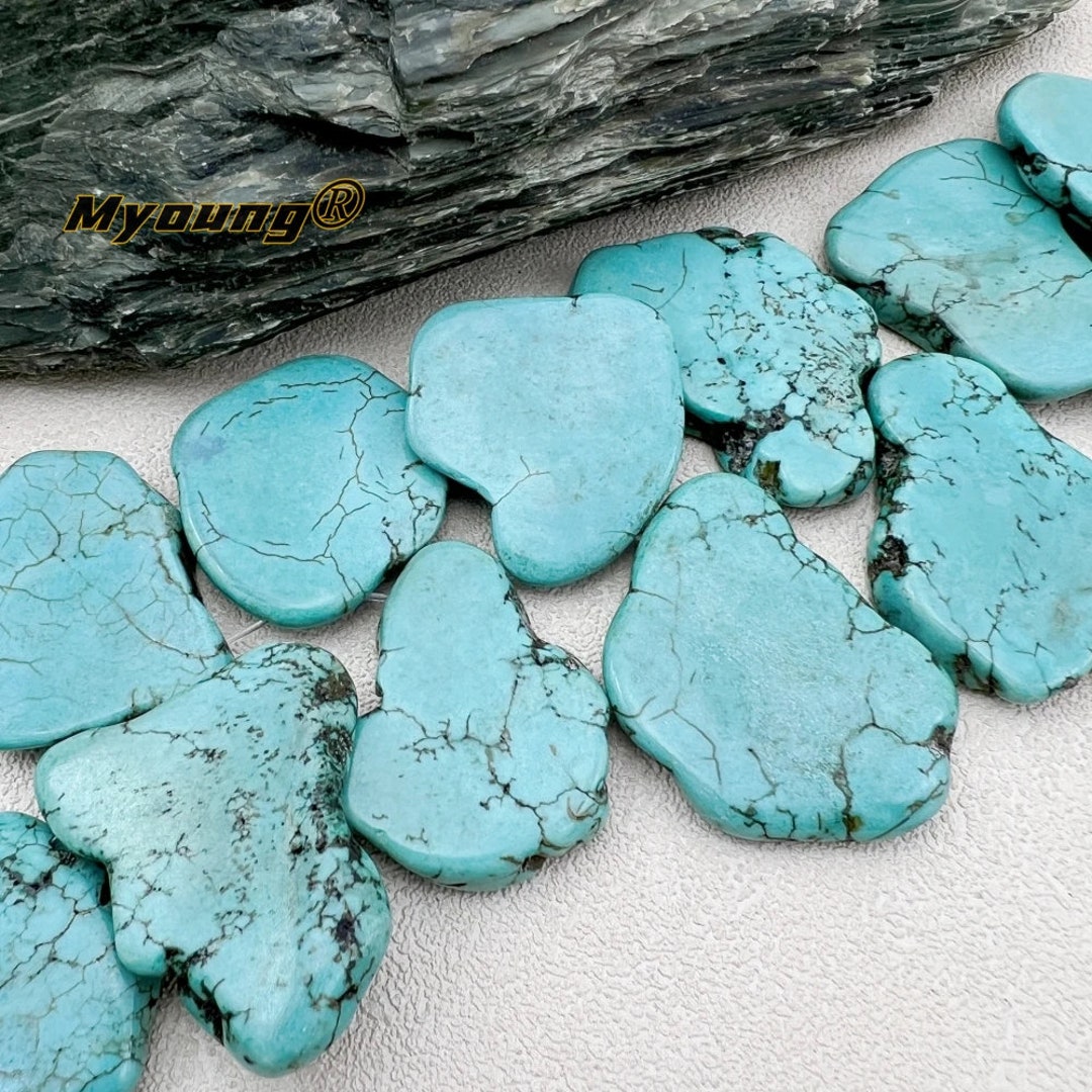 16inches Freeform Turquoise Slice Beads,natural Blue Slab Howlite ...