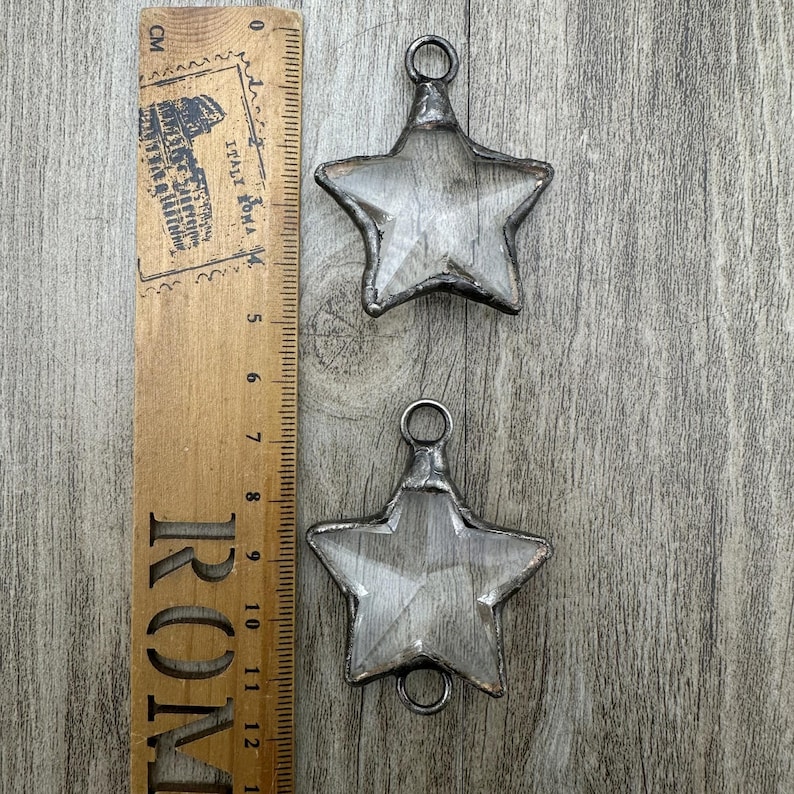 Vintage Soldered Star Crystal Glass Necklace Pendants,antique Silver ...