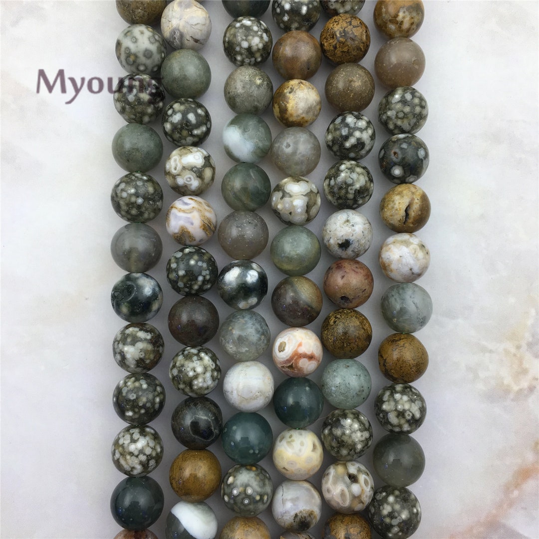 Wholesale Smooth Round Ocean Jasper Loose Beads, Raw Drilled Sediment ...