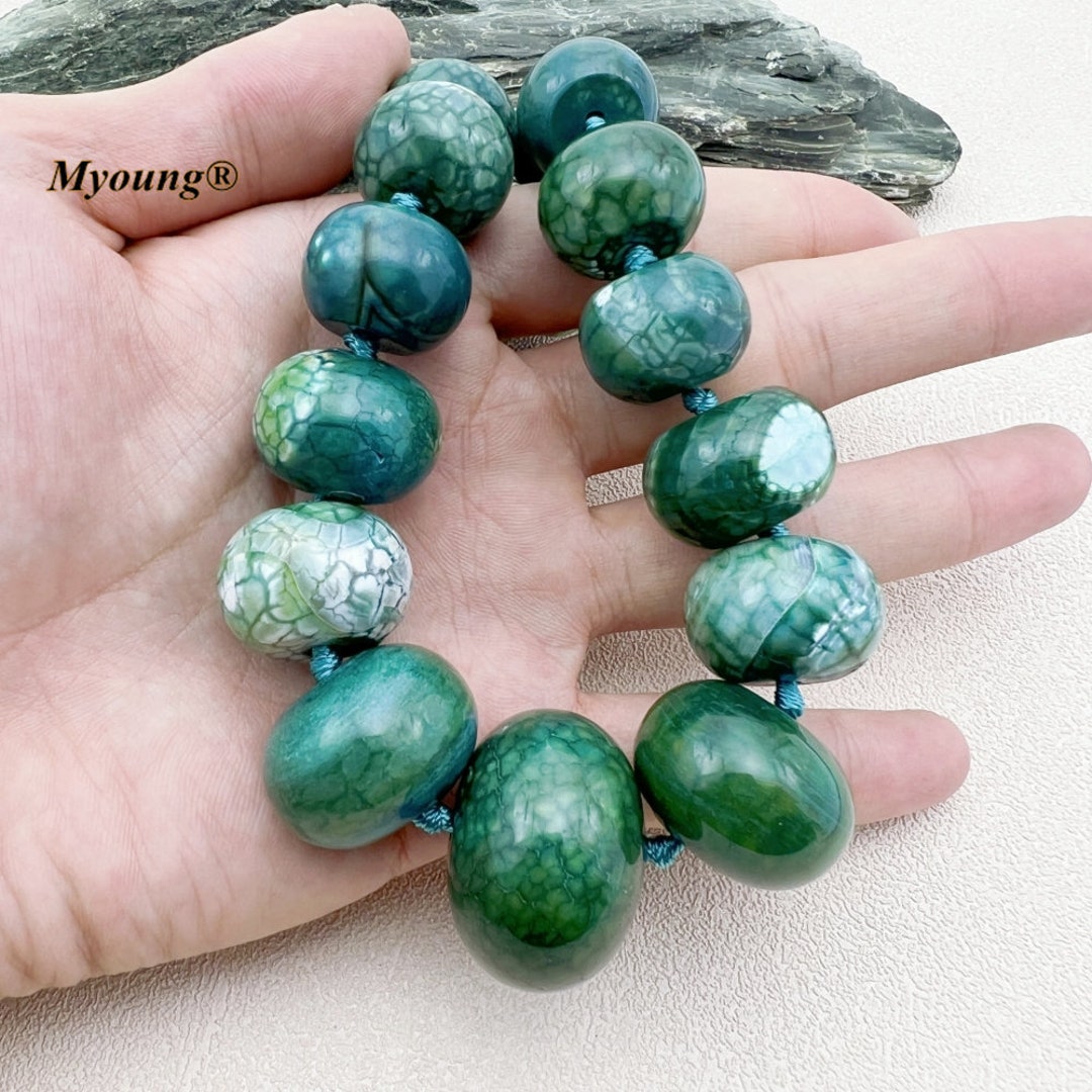 19.5" Natural Graduated Large Blue Dragon Agate Beads,rondelle Agate ...