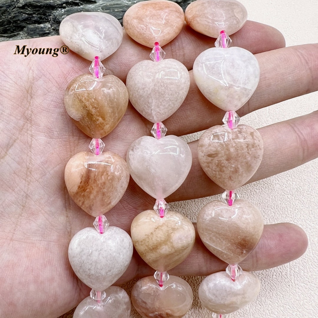 20mm Natural Heart Shape Sakura Quartz Agate Slice Beads, Cherry Agate ...