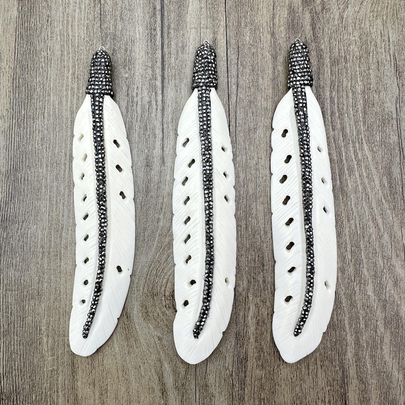 Bone Feather Pendant - Etsy