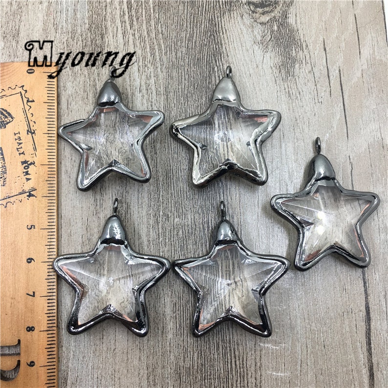 Faceted Star Shape Clear Glass Pendant Five-pointed Star Gun - Etsy