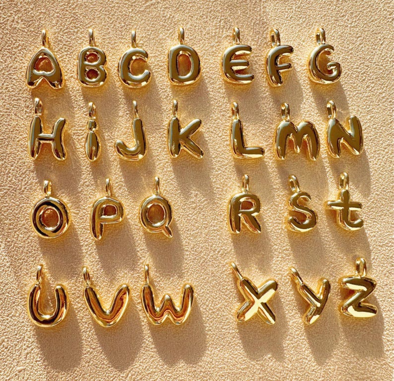 18k Gold Filled Initial Letter Pendants,personalized Alphabet Charms ...