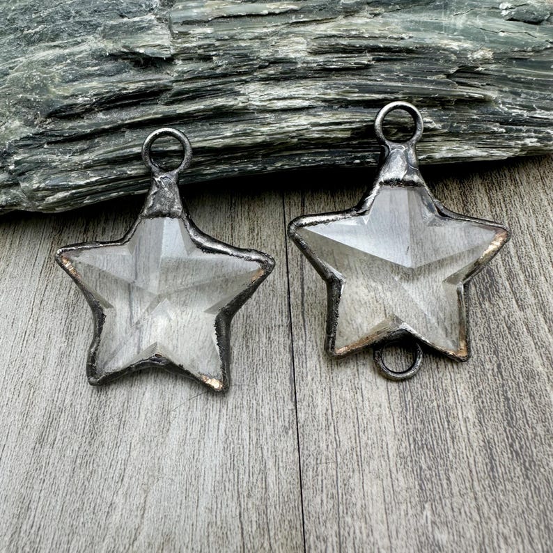 Vintage Soldered Star Crystal Glass Necklace Pendants,antique Silver ...