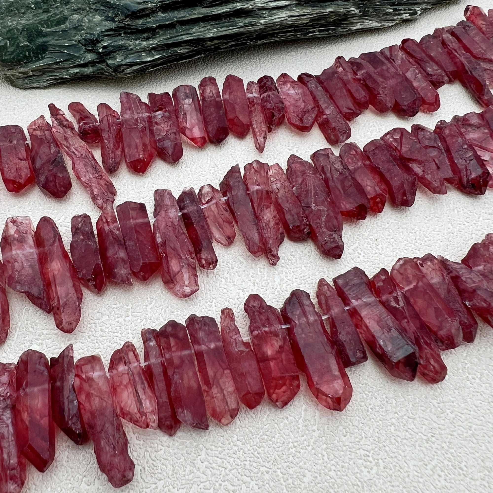 Natural Red Quartz Crystal Stick Loose Beads,raw Quartz Spike Beads ...