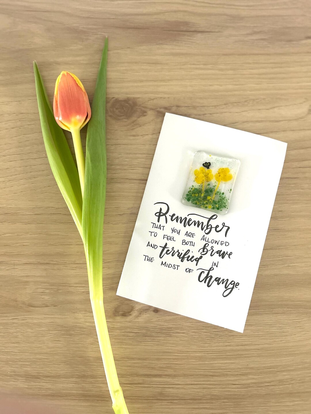 Blank Greeting Card Hand-lettered With Glass Fused Art - Etsy