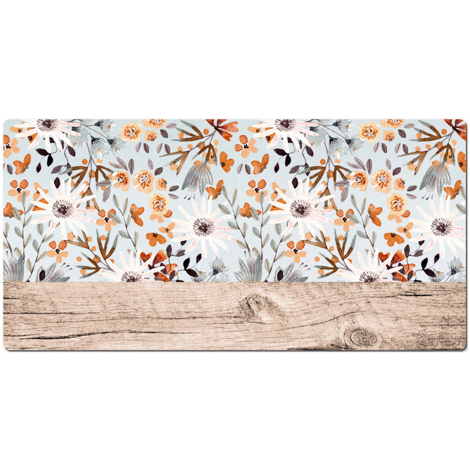 Floral and Faux Wood Desk Mats Large Mouse Pad Desk Decor - Etsy