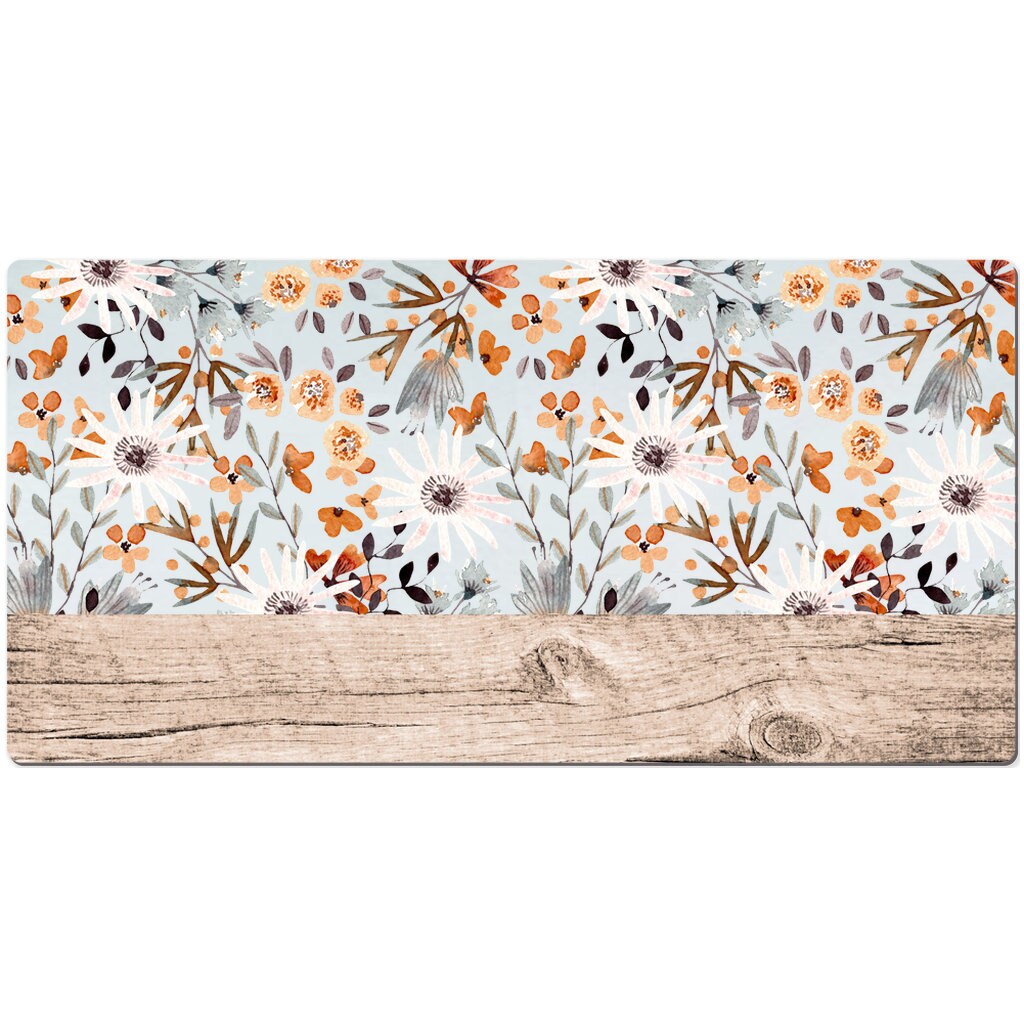 Floral and Faux Wood Desk Mats Large Mouse Pad Desk Decor - Etsy