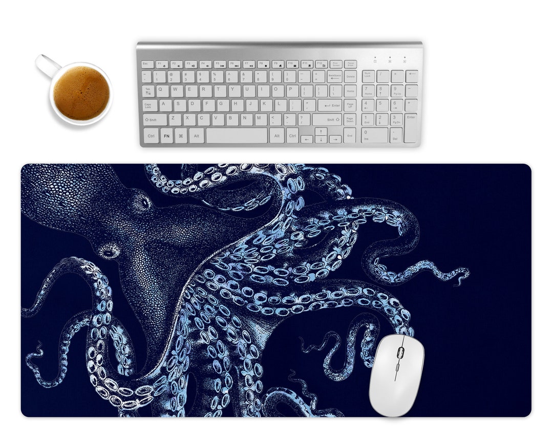 Desk Mat, Large Desk Mat, Octopus Desk Mat, Desk Pad, Blue Desk Mat ...