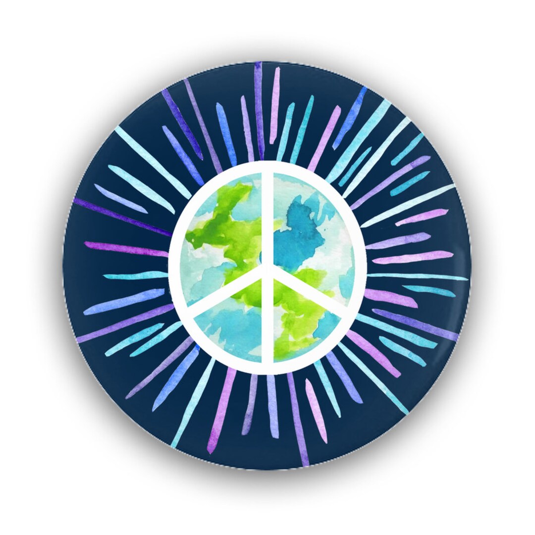 World Peace Button, Pin Back Button, Peace Sign Button, Peace Swag, - Etsy