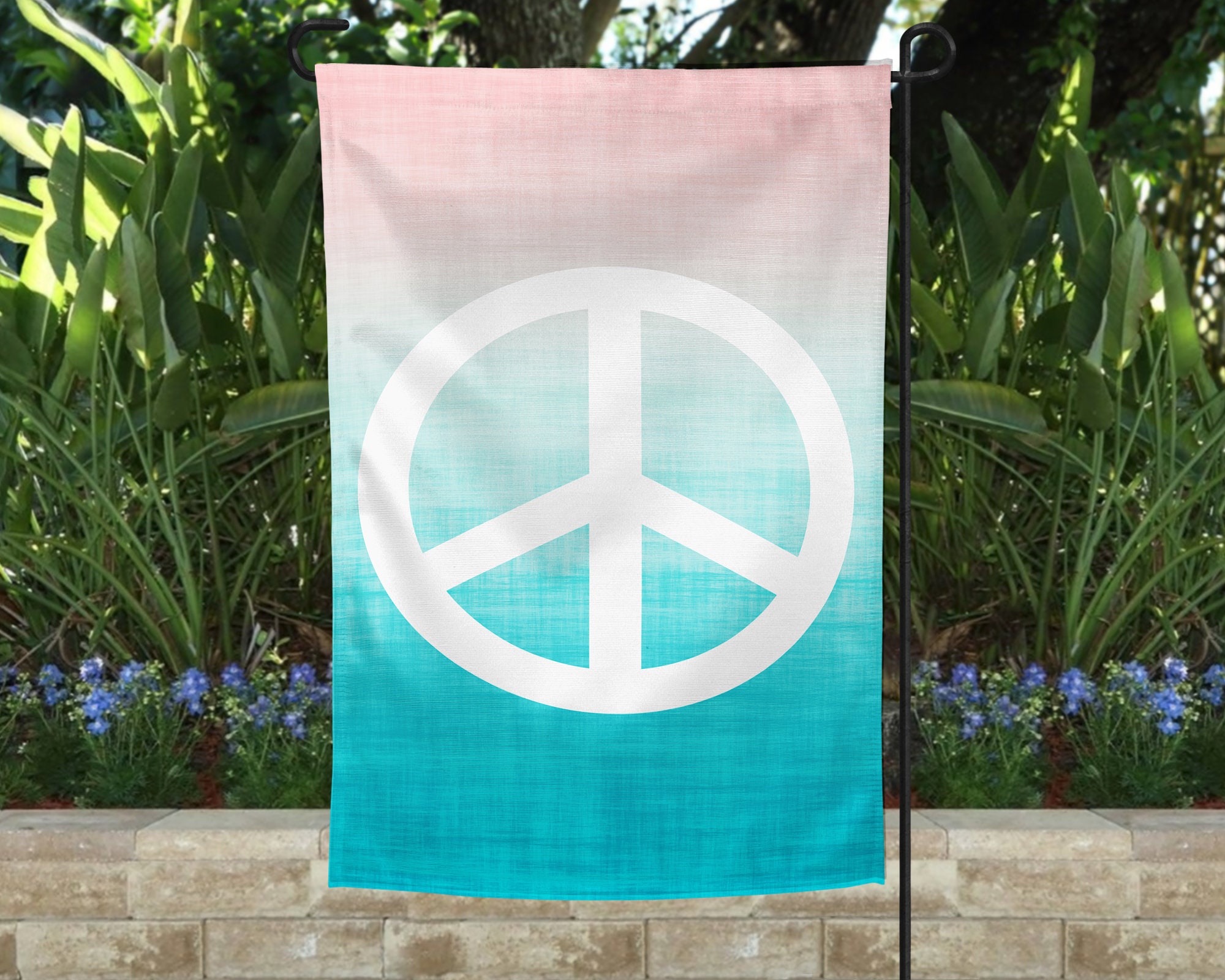 Garden Flag Peace Love Peace Sign Garden Decor Garden | Etsy