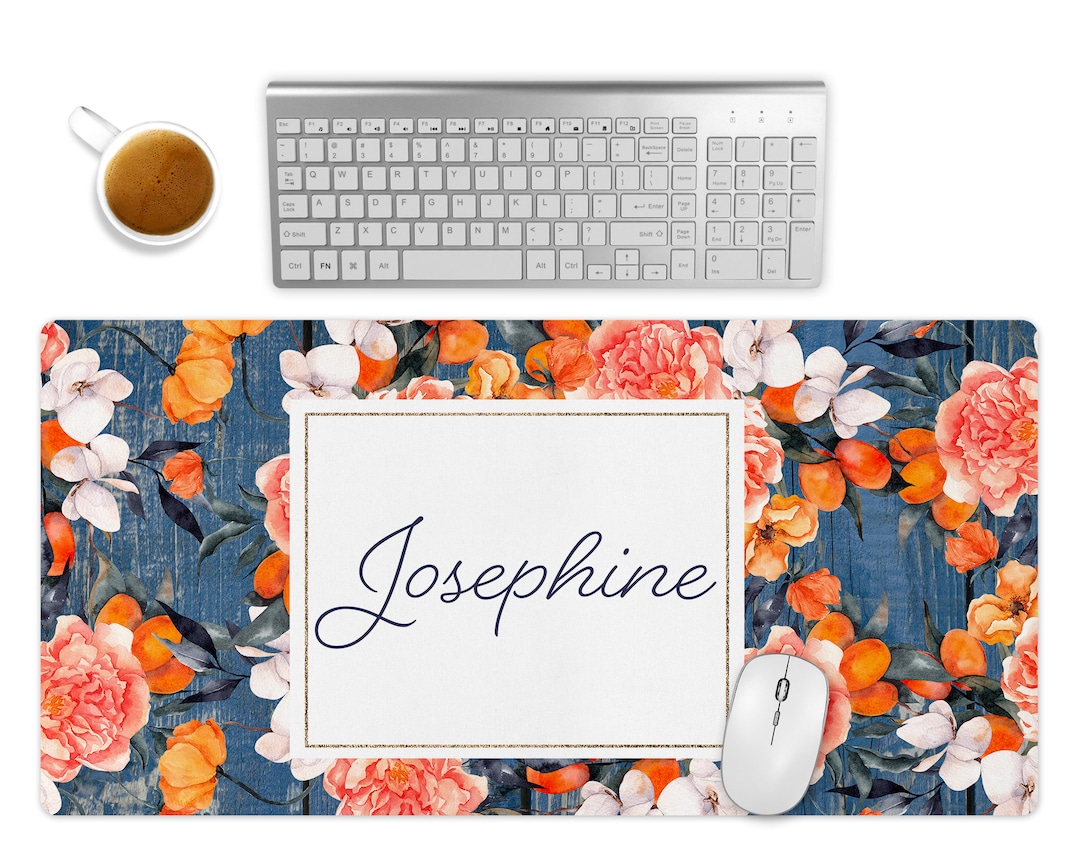 Custom Desk Mat, Large Mouse Pad, Personalized Desk Mat, Floral ...