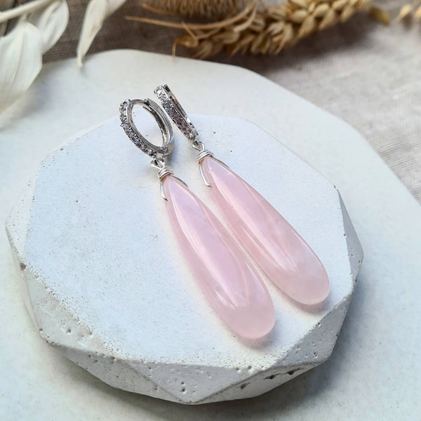 Shop Rose Quartz Earrings - Etsy
