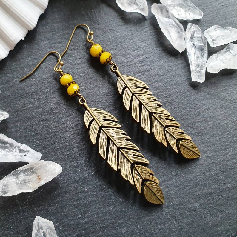 Feather earrings bohemian earrings ethnic western earrings | Etsy