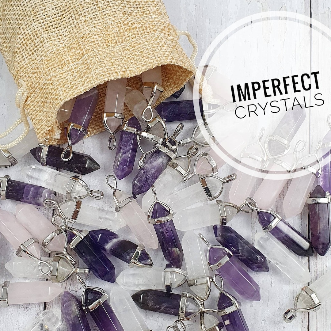 SALE IMPERFECT Crystal Necklace, Quartz Crystal Necklace, Amethyst ...