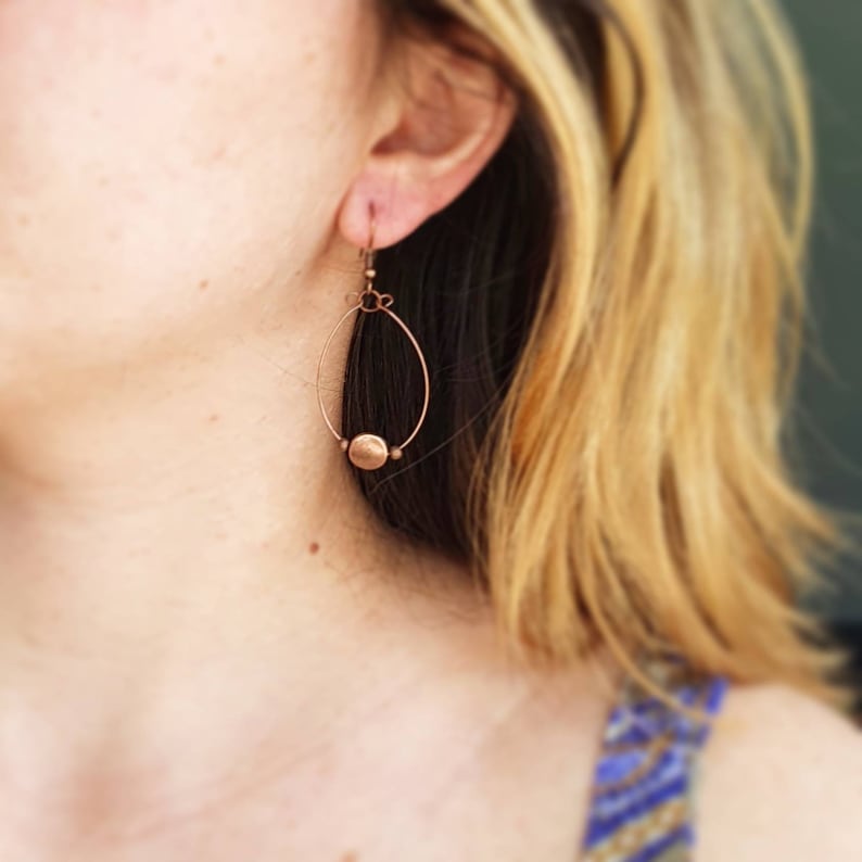 Boho Copper Earrings Bohemian Earrings Dangle Drop Earrings Etsy
