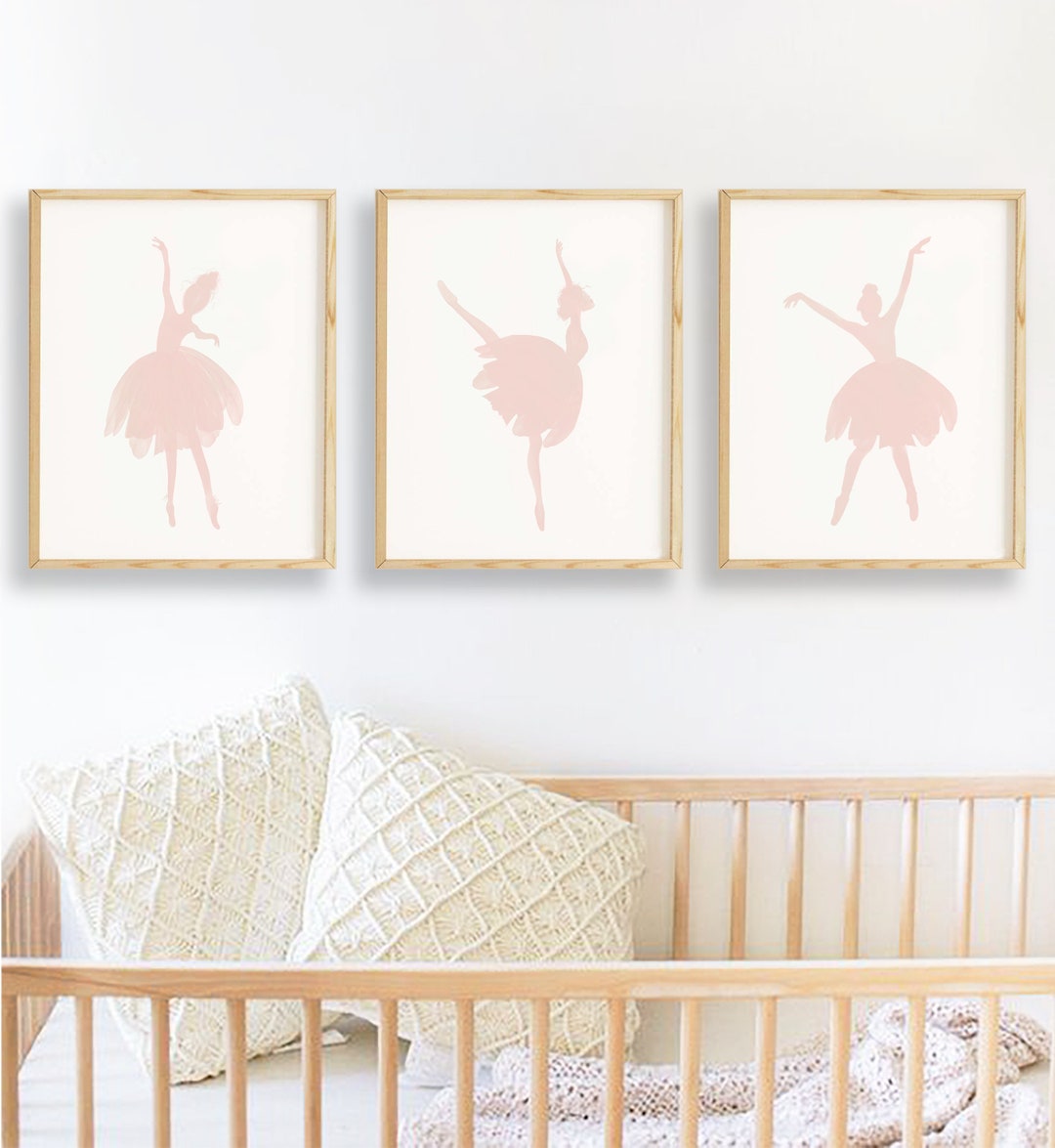 Pink Watercolor Ballerina Wall Art 3 Print Set, Dainty Elegant Ballet ...