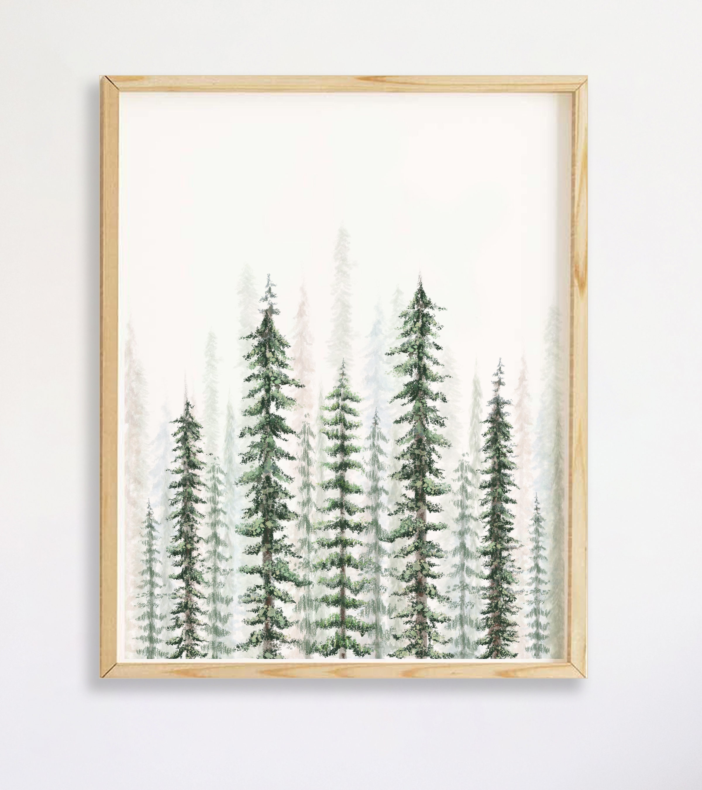 Watercolor Pine Trees, Forrest Digital Download, Mountain Theme Wall ...