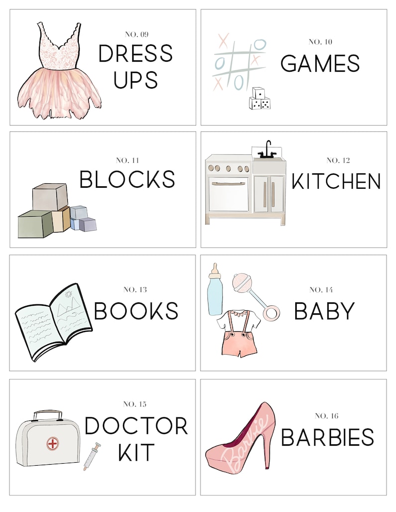 Kids Toy Room Organization Labels Storage Picture Printables - Etsy