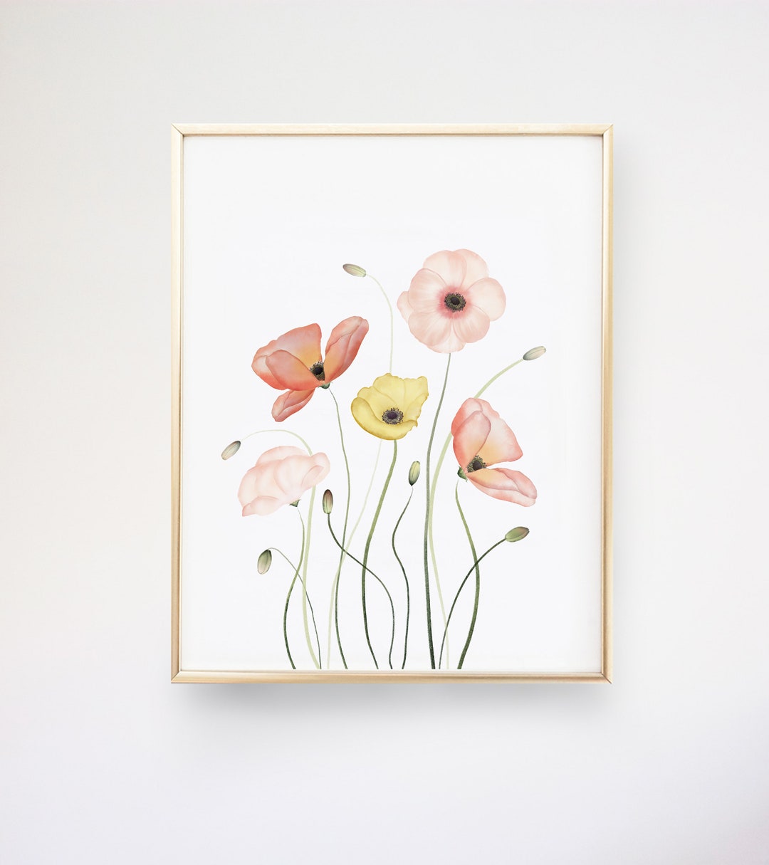 Watercolor Flowers Wall Art, Wildflower Printable, Poppies Watercolor ...