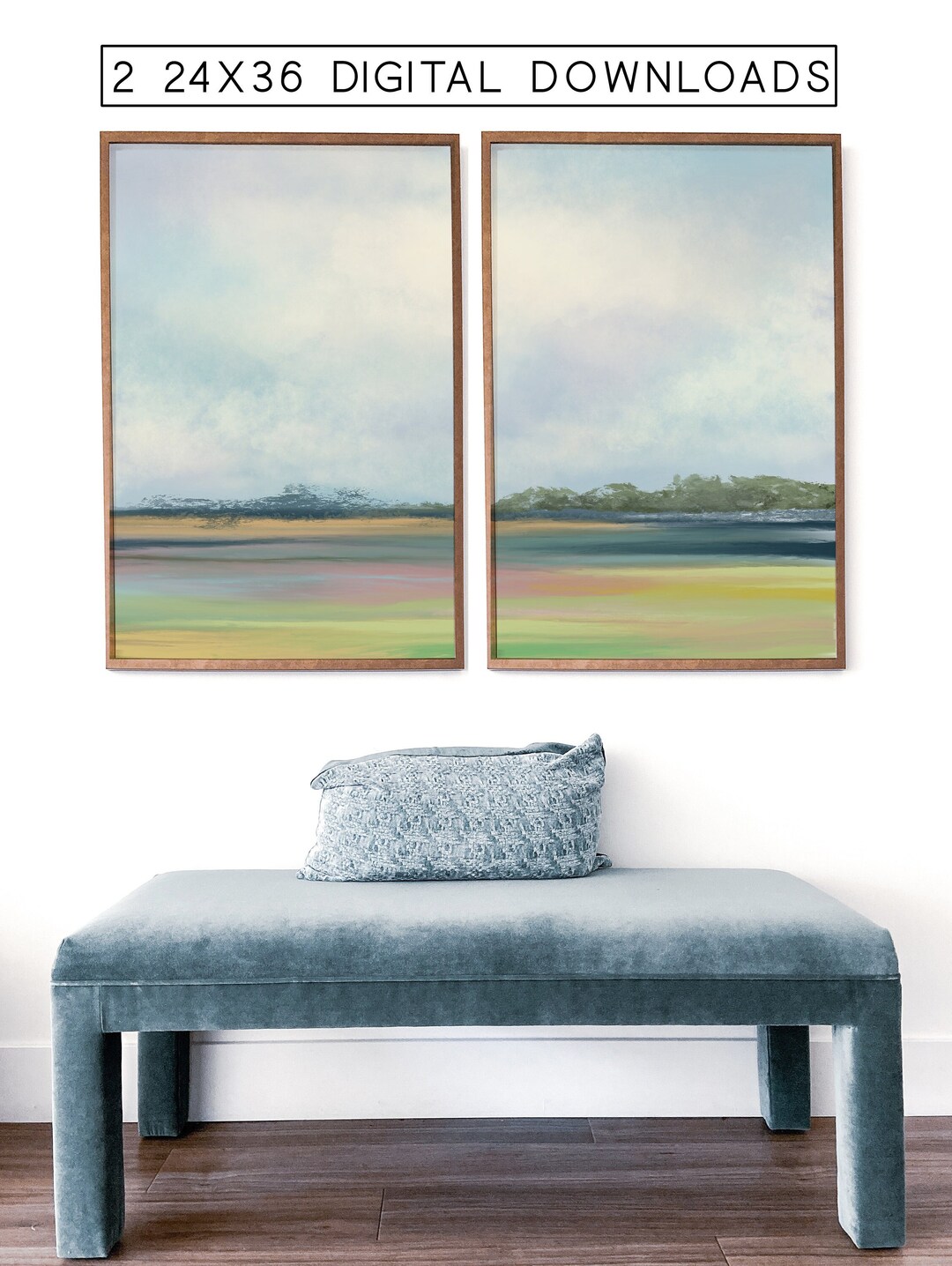 Blue Abstract Landscape Painting 2 24x36, Large Instant Download Wall ...