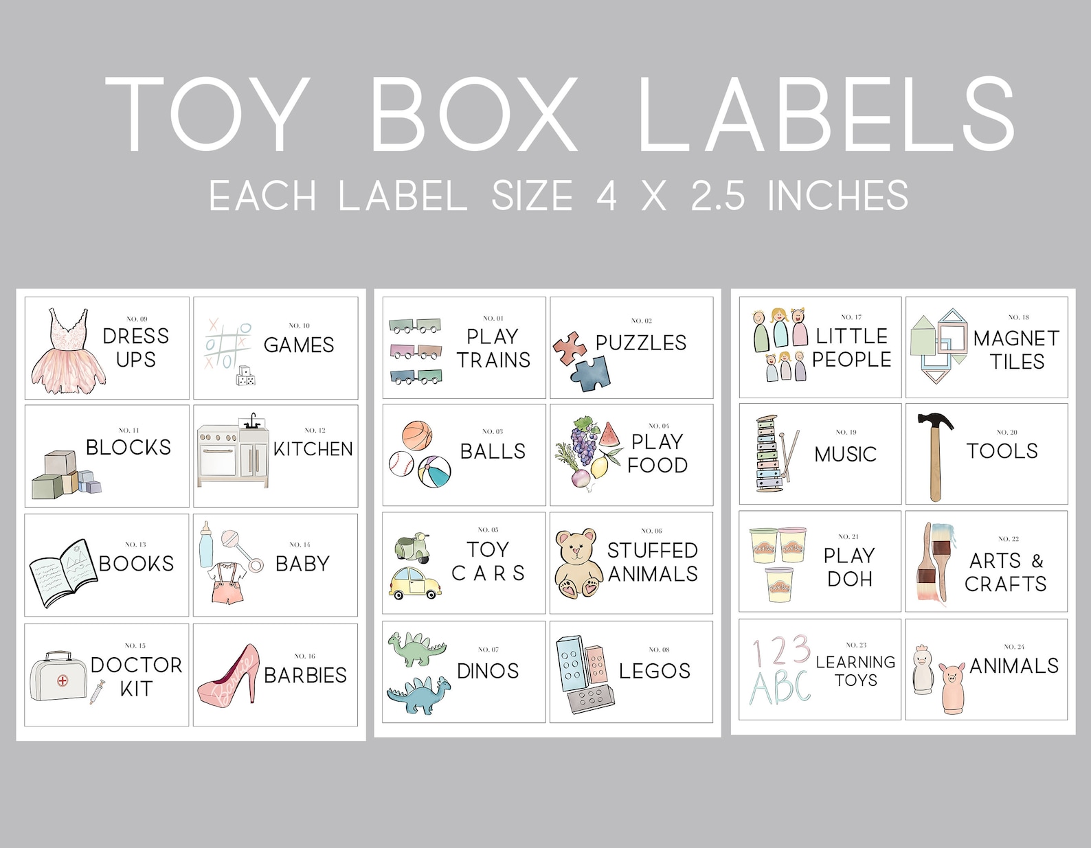 Kids Toy Room Organization Labels Storage Picture Printables - Etsy