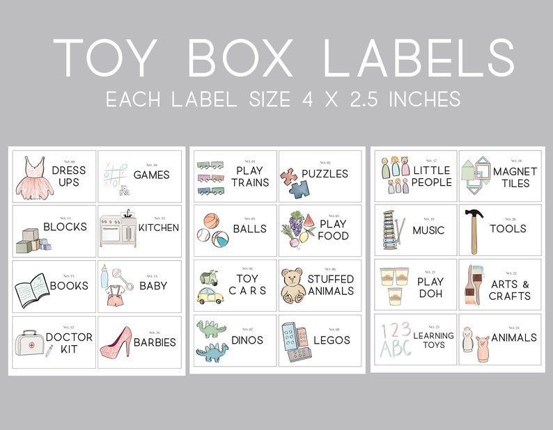 Kids Toy Room Organization Labels Storage Picture Printables - Etsy
