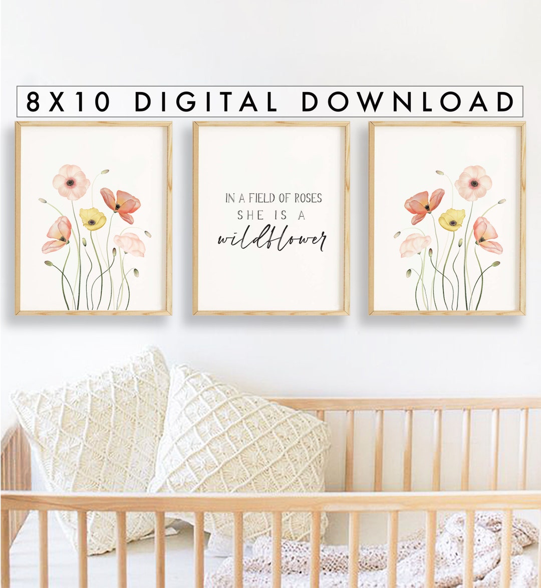 8x10 Wildflower Watercolor Prints Set of 3 Digital Download, 8x10 ...