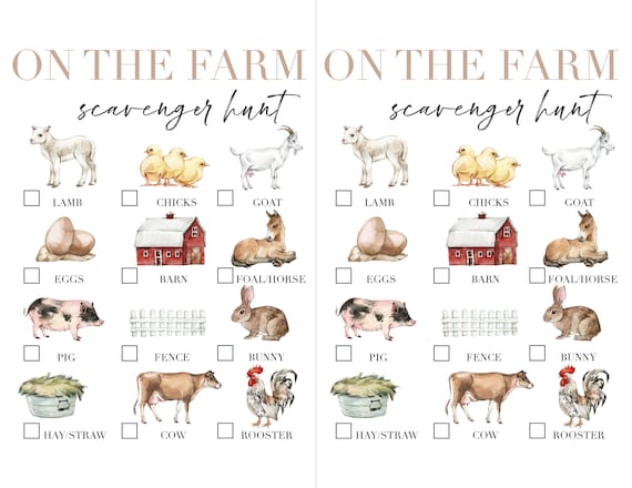 Farm Animal Scavenger Hunt Farm Scavenger Hunt Adventures For Kids