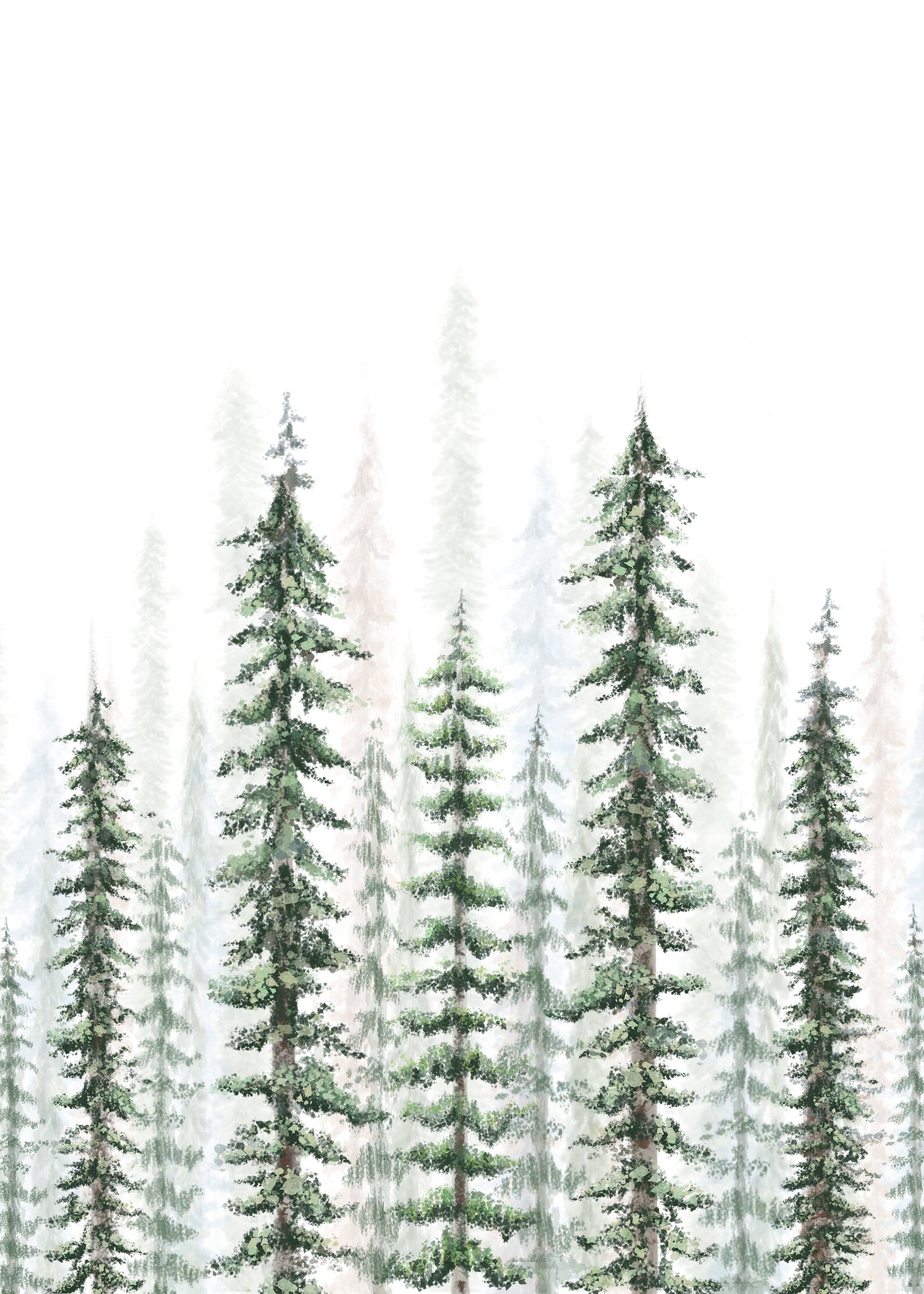 Watercolor Pine Trees Forrest Digital Download Mountain | Etsy