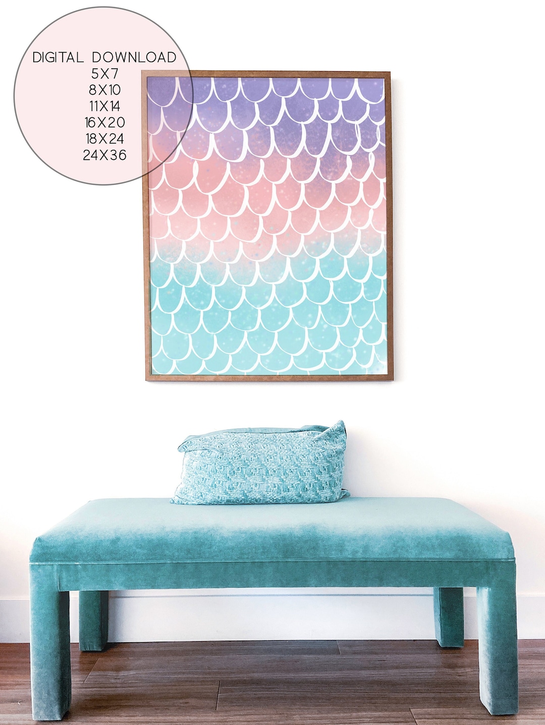 Watercolor Mermaid Scales Digital Download, Printable Mermaid Nautical ...
