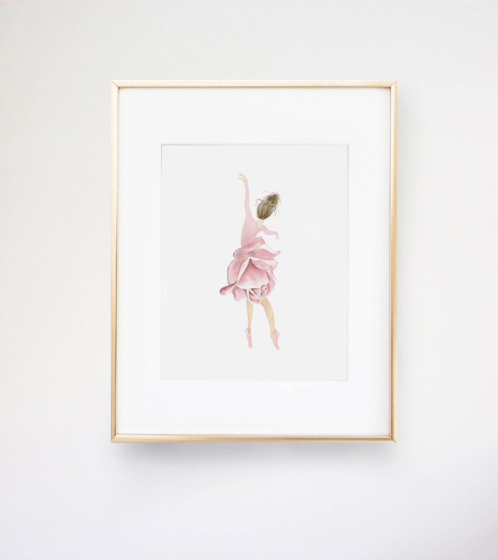 Ballerina Printable, Watercolor Rose Ballerina Print, Ballerina Bedroom ...