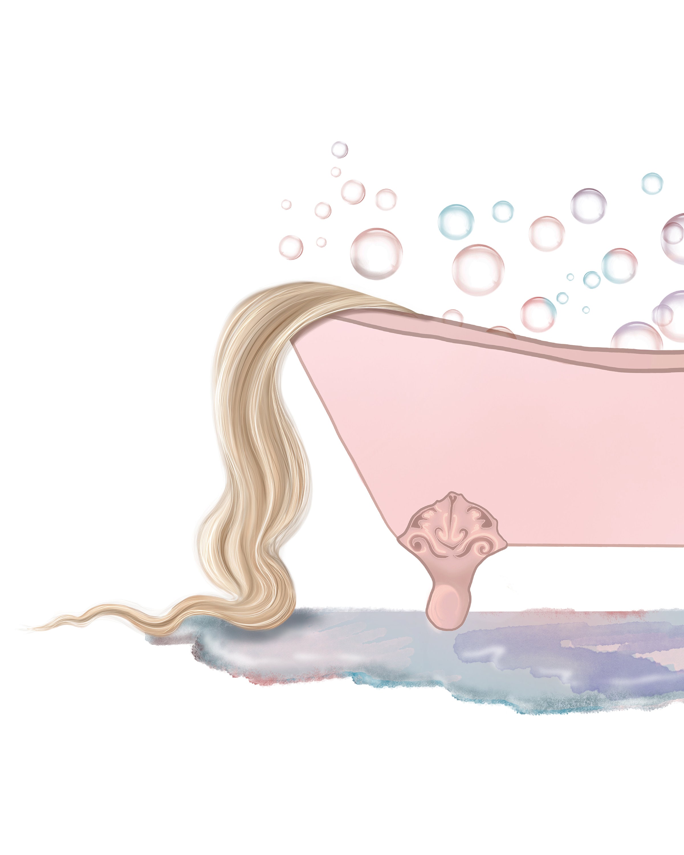 2 Print Set Mermaid in Bath Tub Art Printed and Shipped - Etsy
