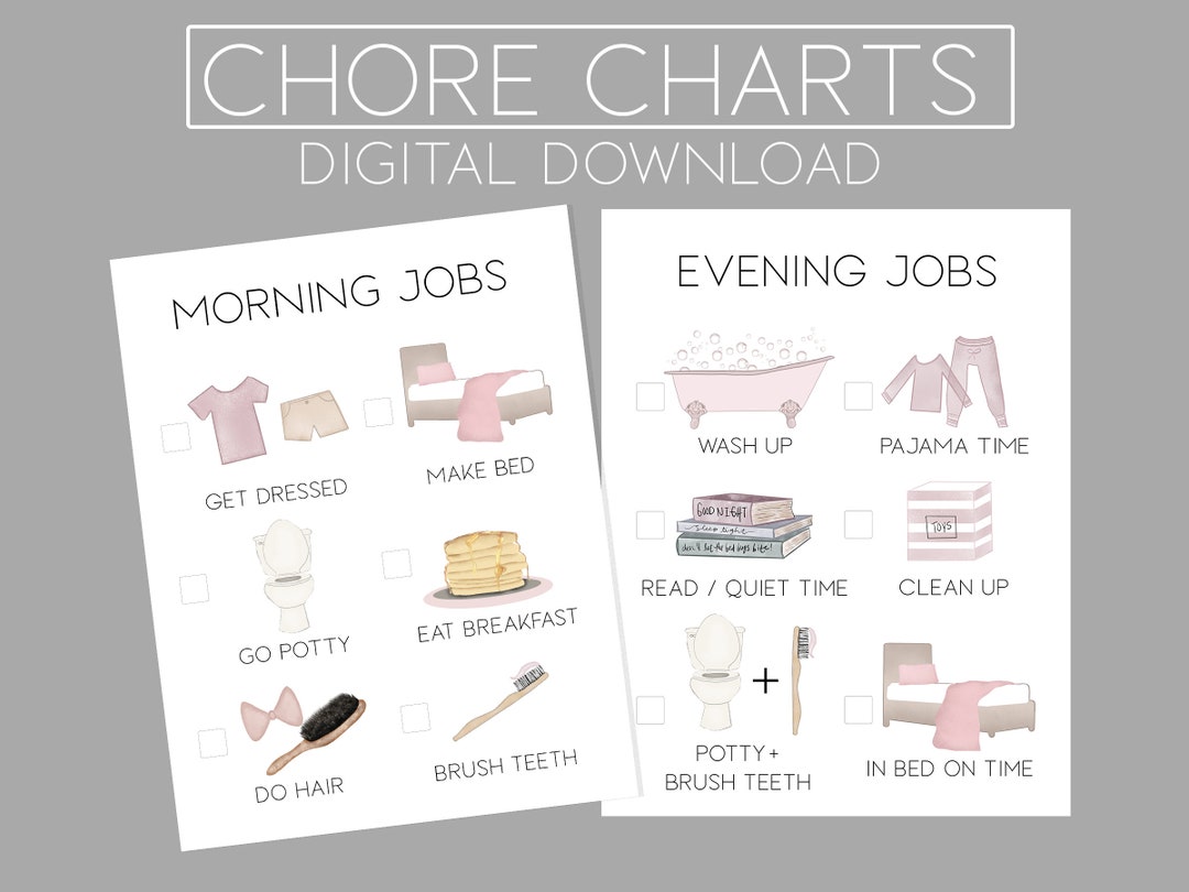 Kids Morning and Evening Chore Chart, Kids Chore Chart, Simple ...