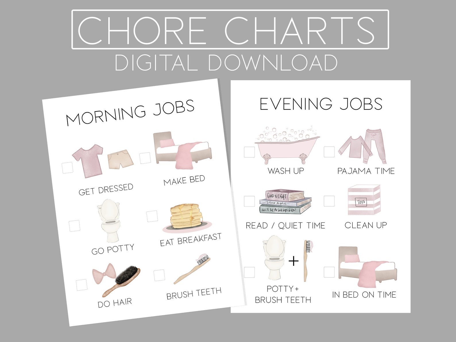 Kids Morning and Evening Chore Chart Kids Chore Chart Simple - Etsy
