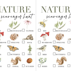 Printable Nature Scavenger Hunt for Kids, Watercolor Printable Activity ...