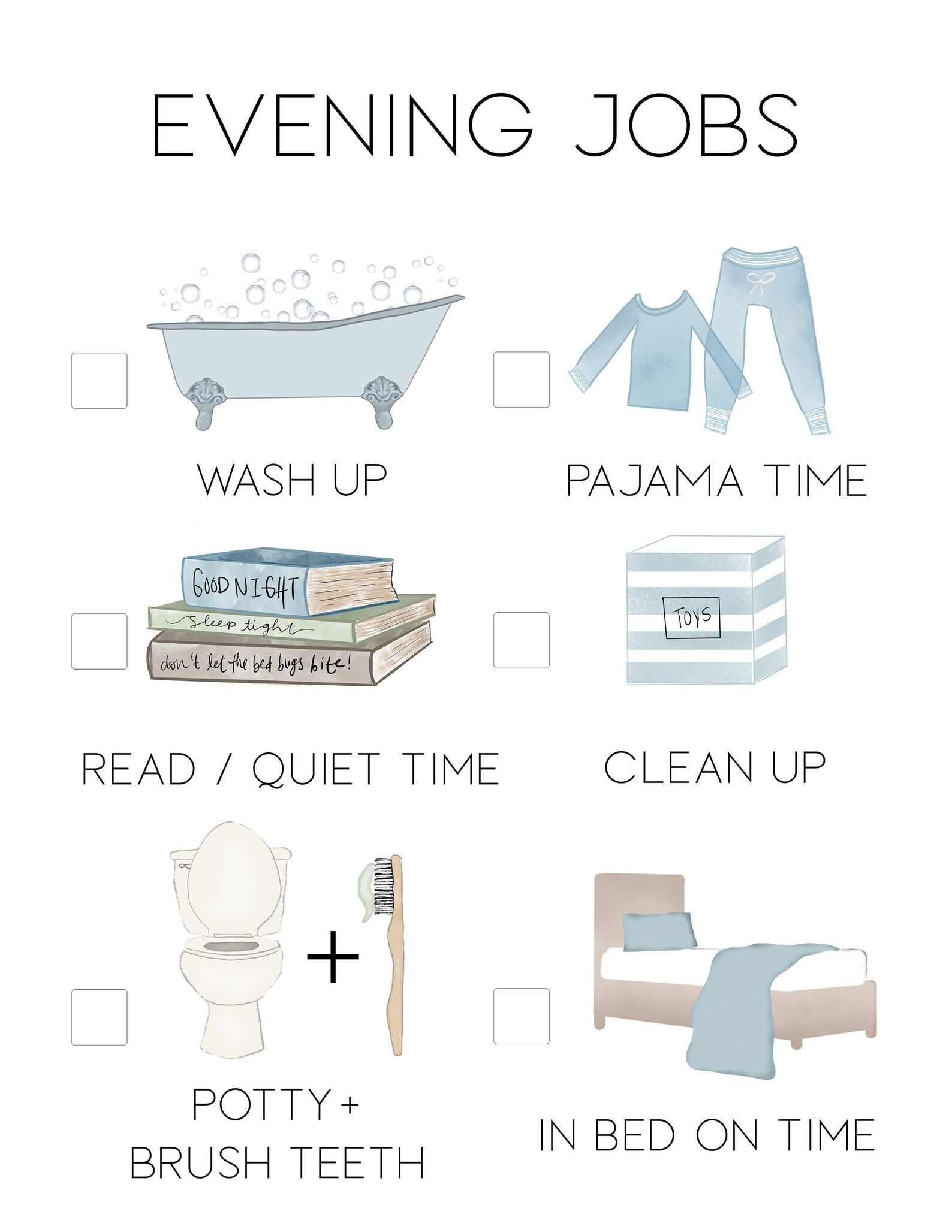 Kids Morning and Evening Chore Chart Boys Chore Chart Simple - Etsy