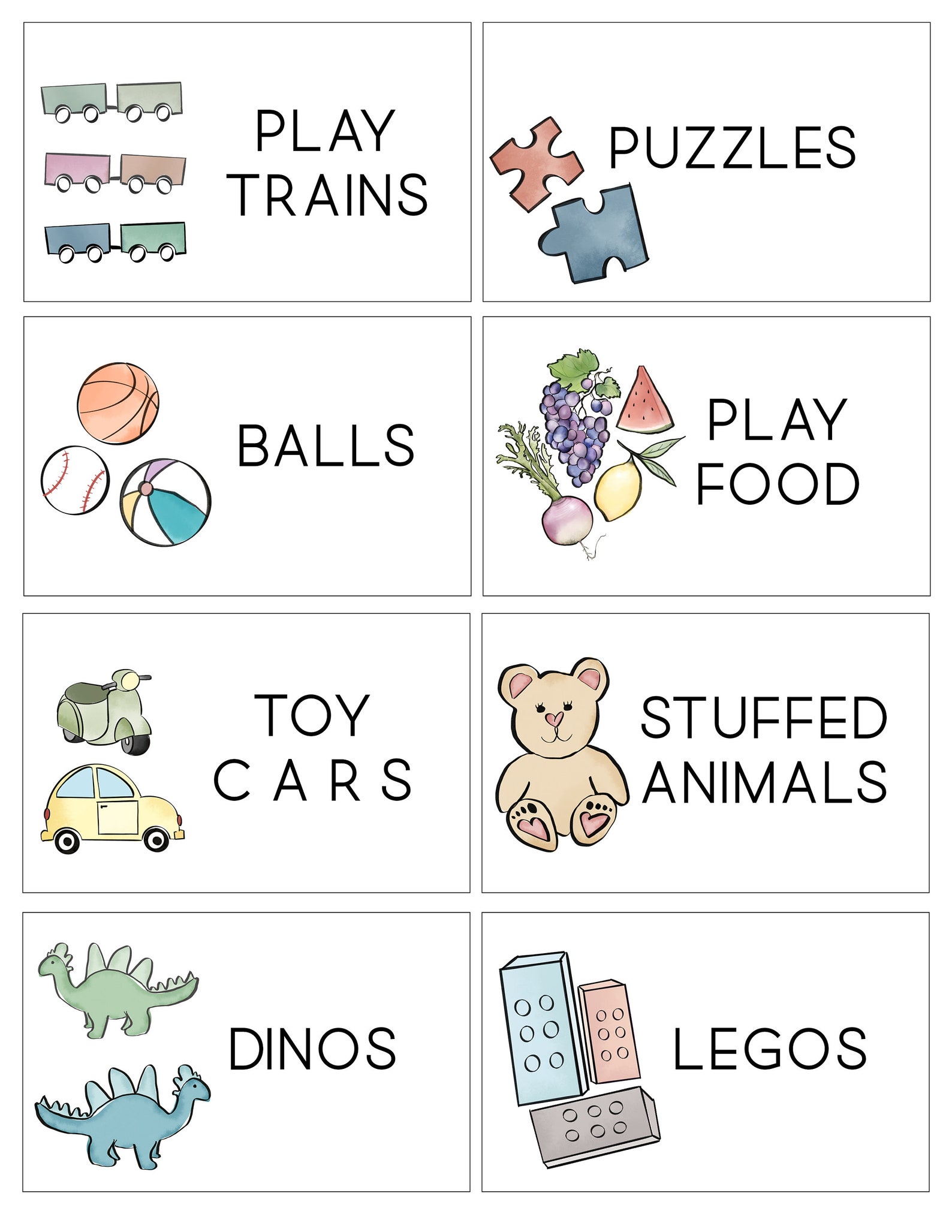 Kids Toy Room Organization Labels NO NUMBERS Storage Picture Printables ...