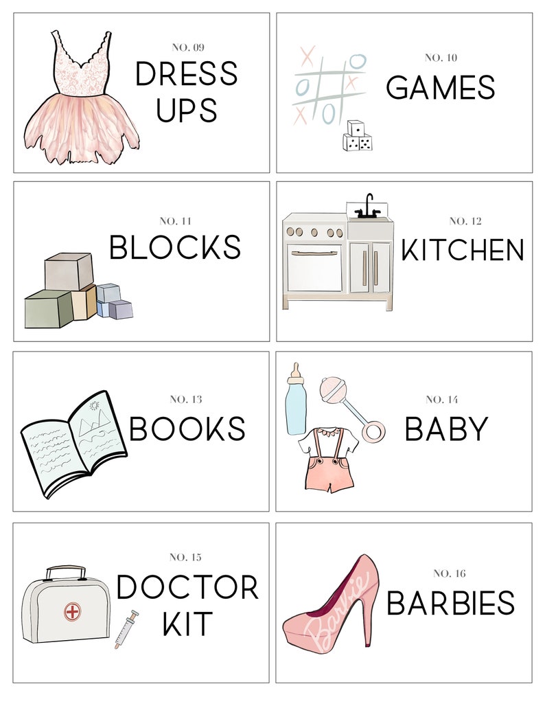 Kids Toy Room Organization Labels Storage Picture Printables - Etsy